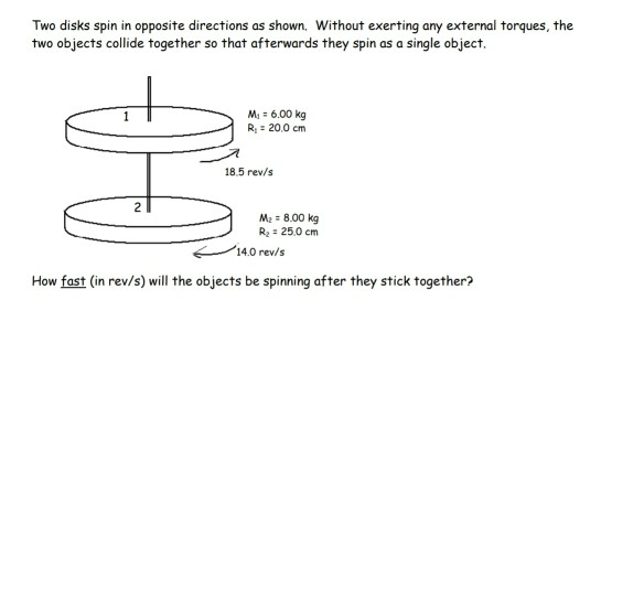 Solved Two disks spin in opposite directions as shown. | Chegg.com