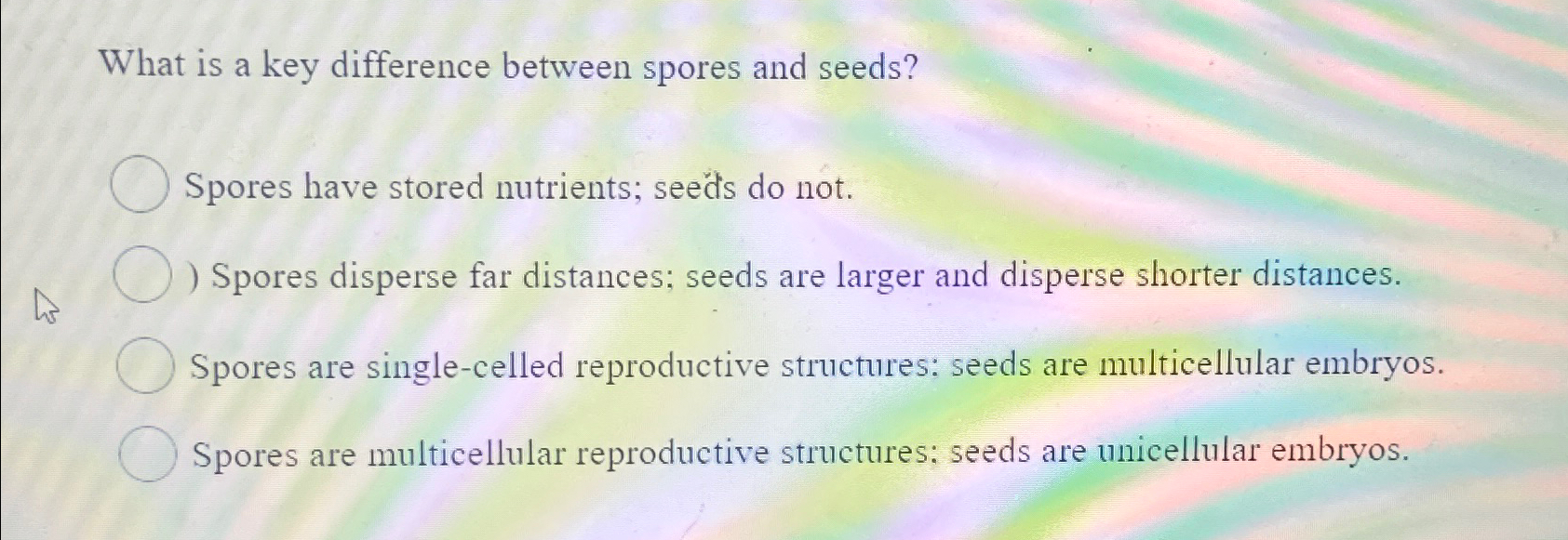 Solved What is a key difference between spores and | Chegg.com