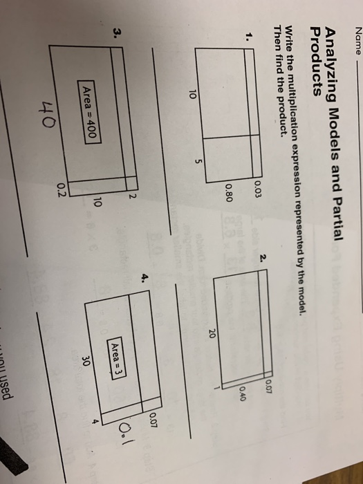 Solved Name Analyzing Models and Partial Products Write the | Chegg.com