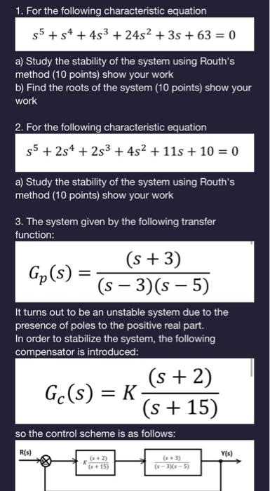 Solved 1. For the following characteristic equation | Chegg.com