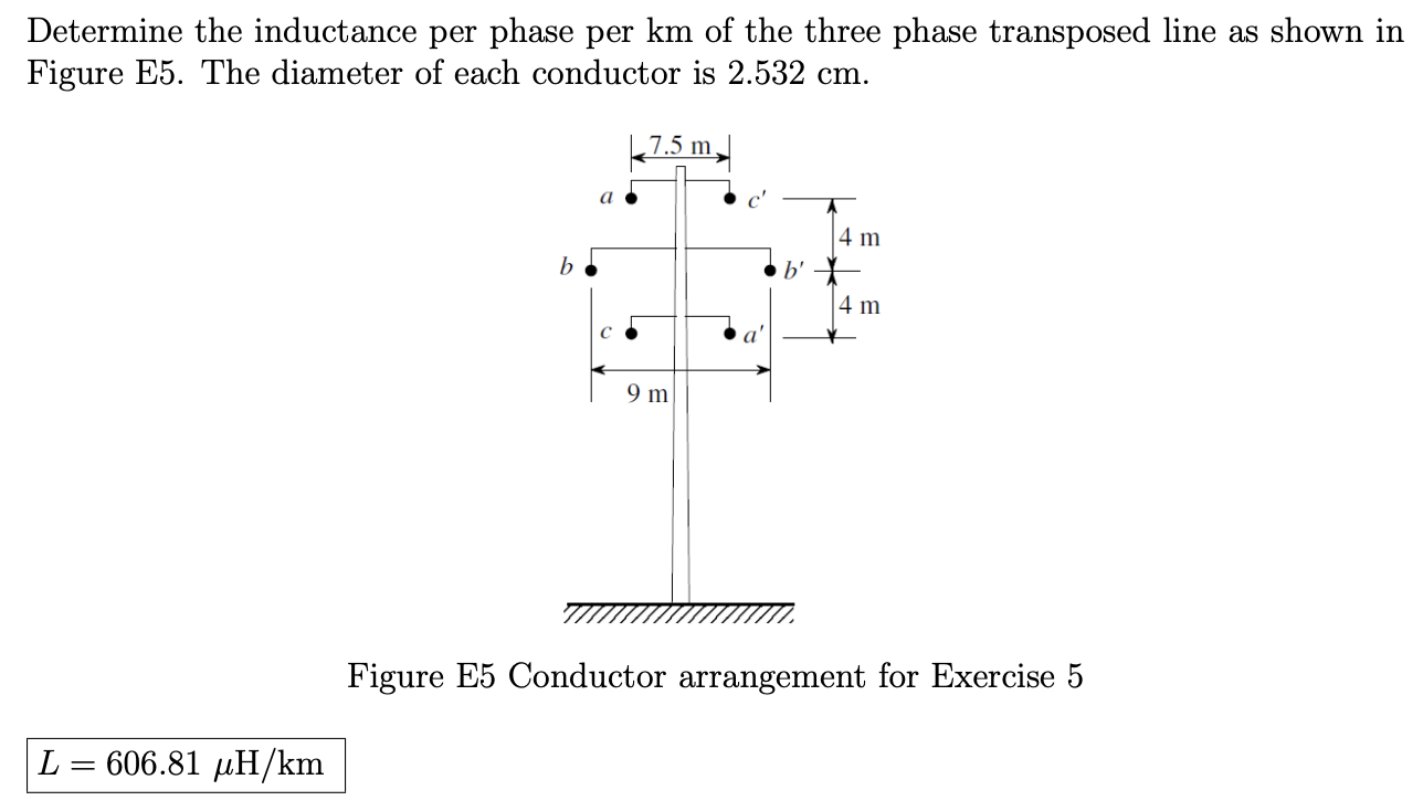 [solved] Determine The Inductance Per Phase Per Km Of The