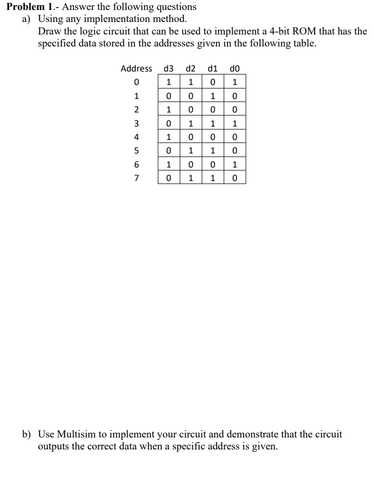 Solved Problem 1.- ﻿Answer the following questionsa) ﻿Using | Chegg.com