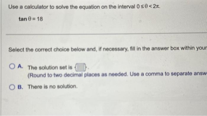 Solved Use a calculator to solve the equation on the | Chegg.com