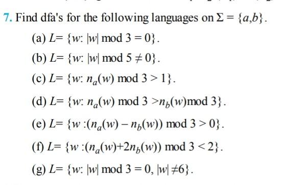 Solved Find dfa's for the following languages on Σ={a,b}. | Chegg.com