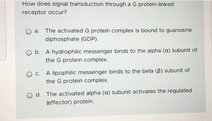 How does signal transduction through a G | Chegg.com