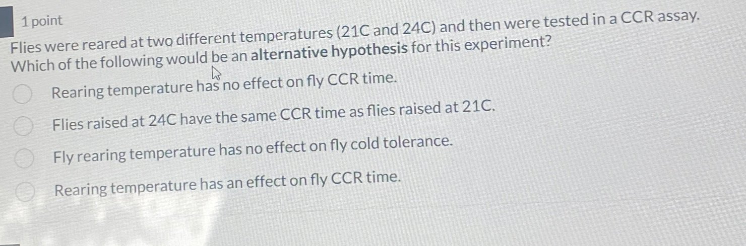 Solved 1 ﻿pointFlies were reared at two different | Chegg.com