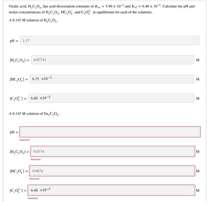Solved Oxalic acid, H,C,04, has acid dissociation constants | Chegg.com