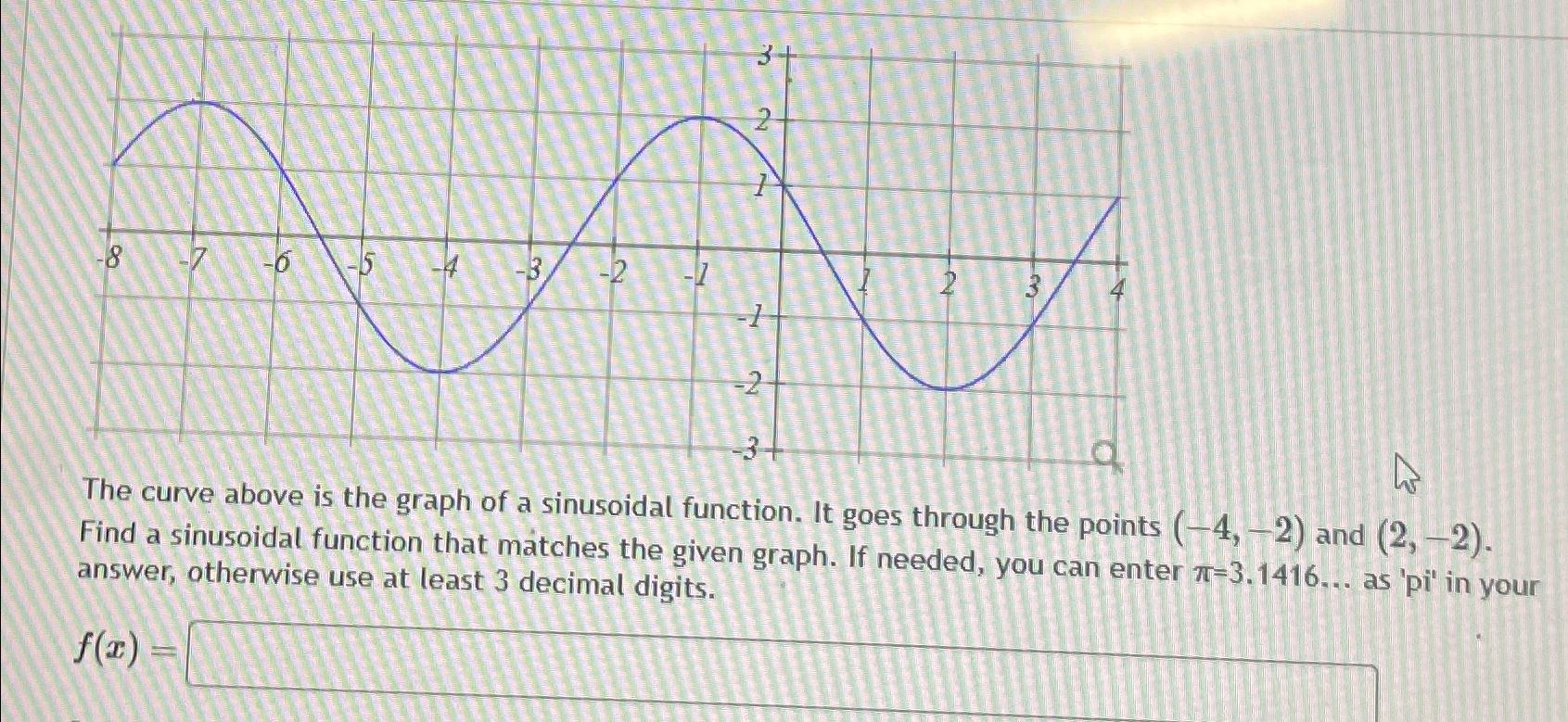 Solved The curve above is the graph of a sinusoidal | Chegg.com