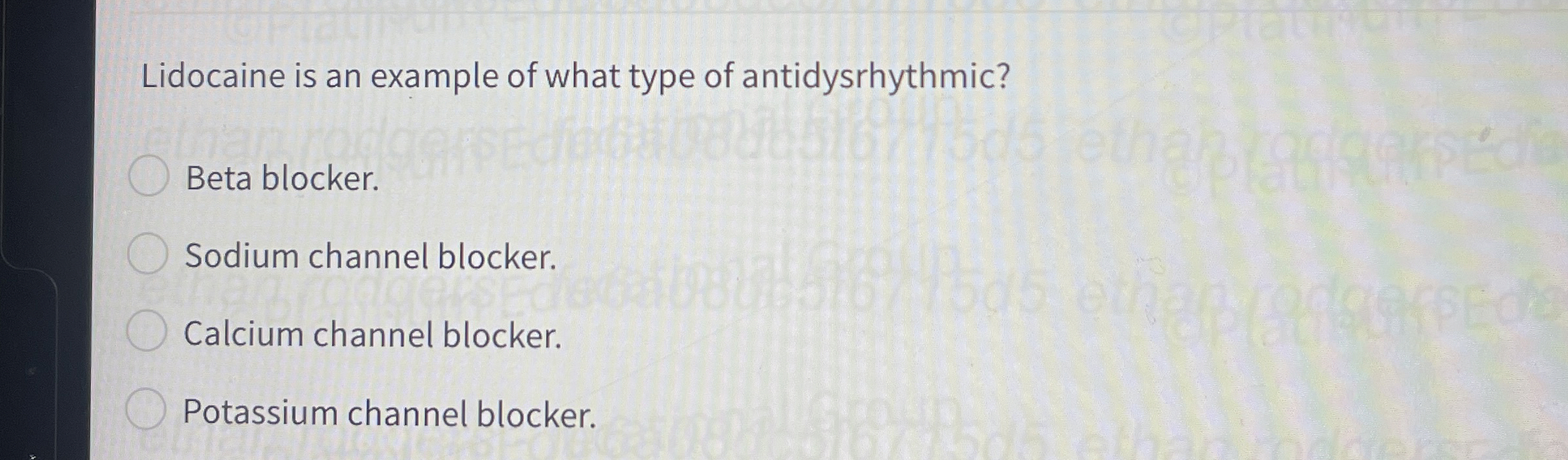 Solved Lidocaine is an example of what type of | Chegg.com