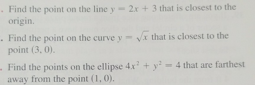 Solved Find the point on the line y = 2x + 3 that is closest | Chegg.com