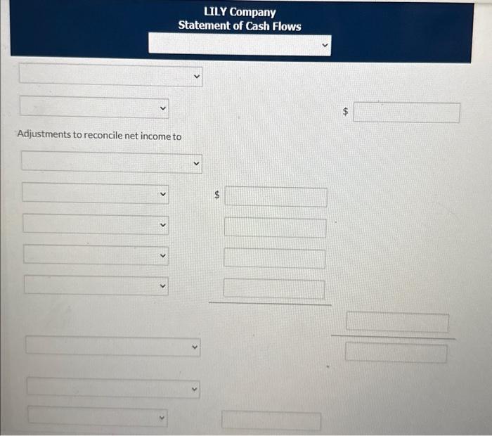 Solved The following are comparative balance sheets for Lily | Chegg.com