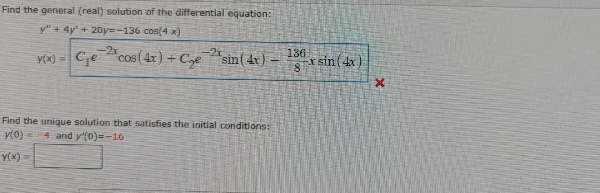 Solved Find the general (real) solution of the differential | Chegg.com