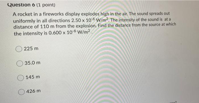 Solved Question 6 (1 point) A rocket in a fireworks display | Chegg.com