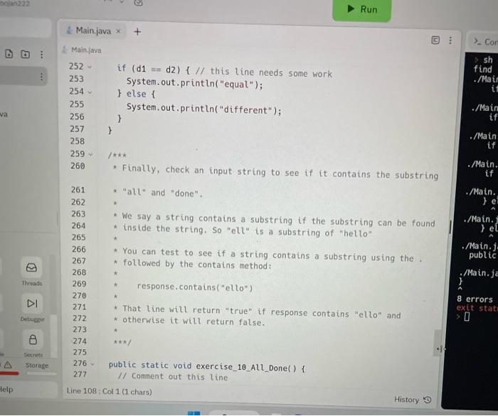 Main.java5. Main.java ×+ Main.java 115116117118/⋆⋆⋆ | Chegg.com