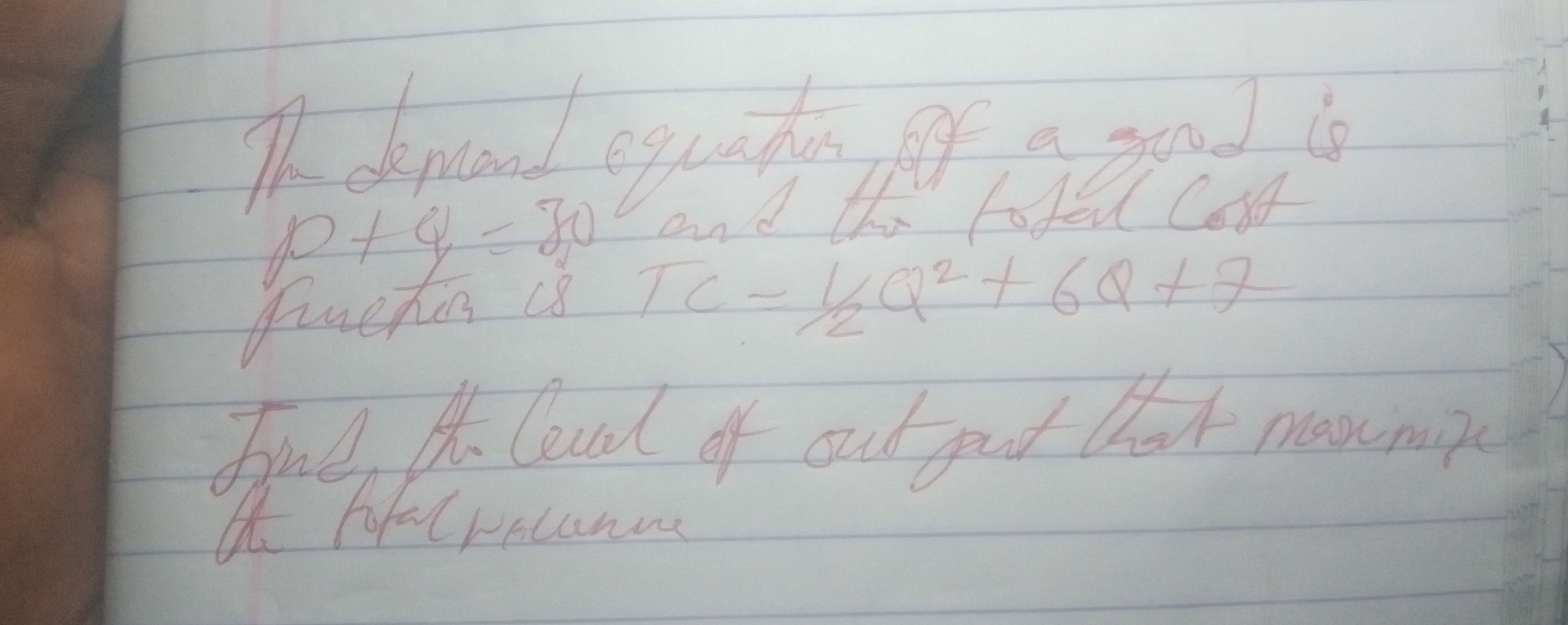 Solved Th deprend equation of a good is p+q=30 ﻿and tho | Chegg.com