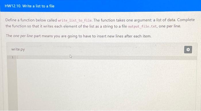 Solved Define A Function Below Called Write List To File 9699