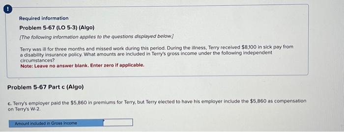 Solved Required information Problem 5-67 (LO 5-3) (Algo) | Chegg.com