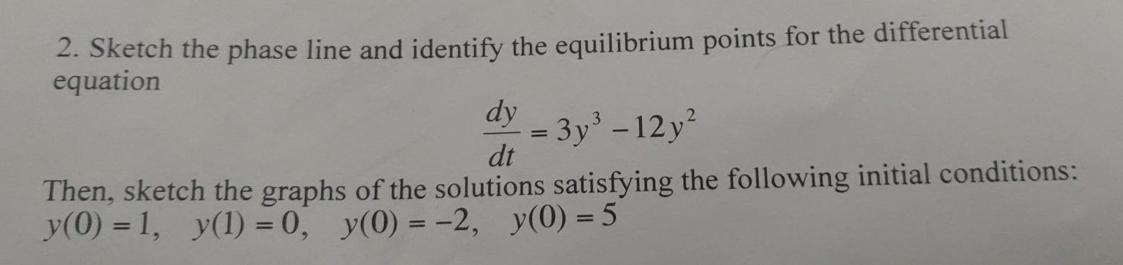 Solved sketch the phase line and identify the equilibrium | Chegg.com