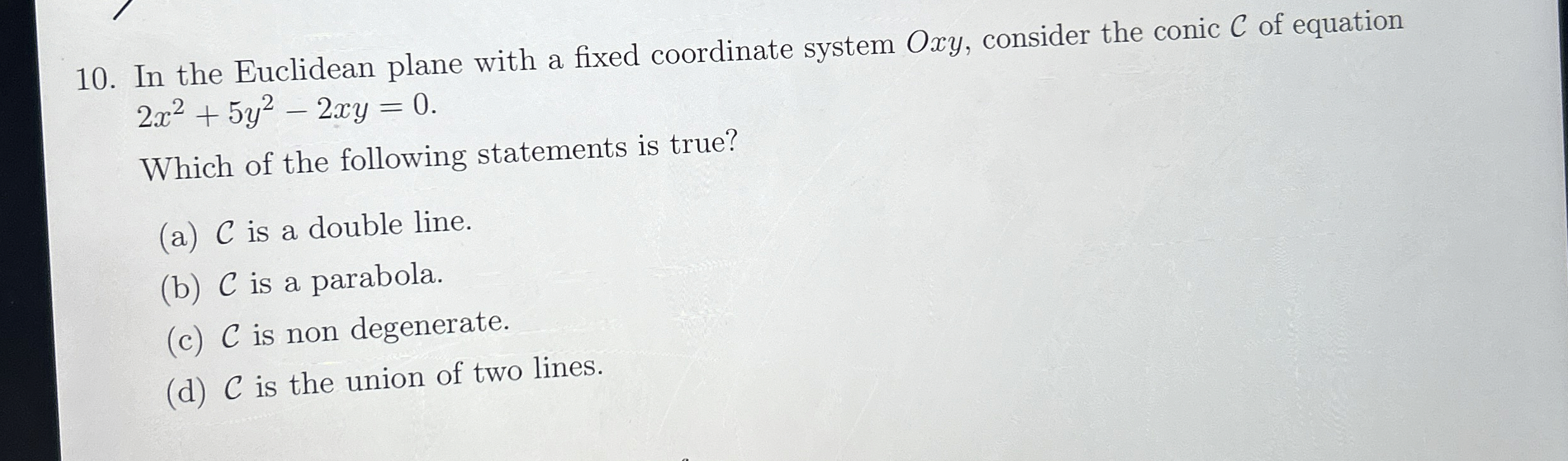 Solved In the Euclidean plane with a fixed coordinate system | Chegg.com