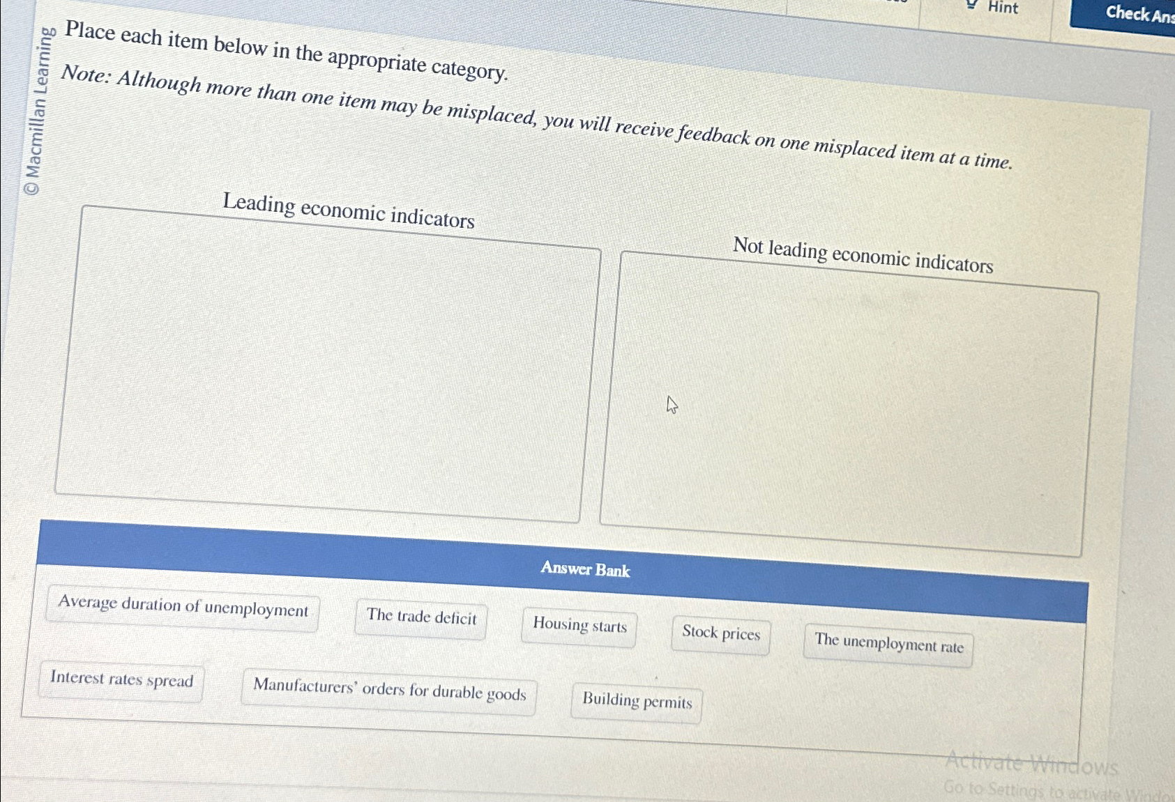 Solved Place each item below in the appropriate | Chegg.com