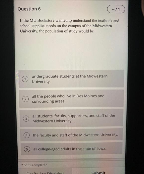 Solved Question 6 --/1 If the MU Bookstore wanted to | Chegg.com