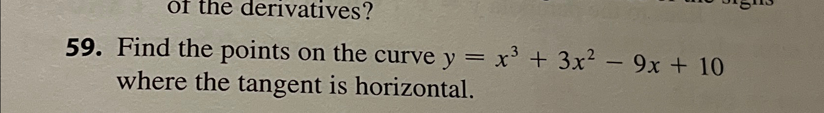 Solved Find the points on the curve y=x3+3x2-9x+10 ﻿where | Chegg.com