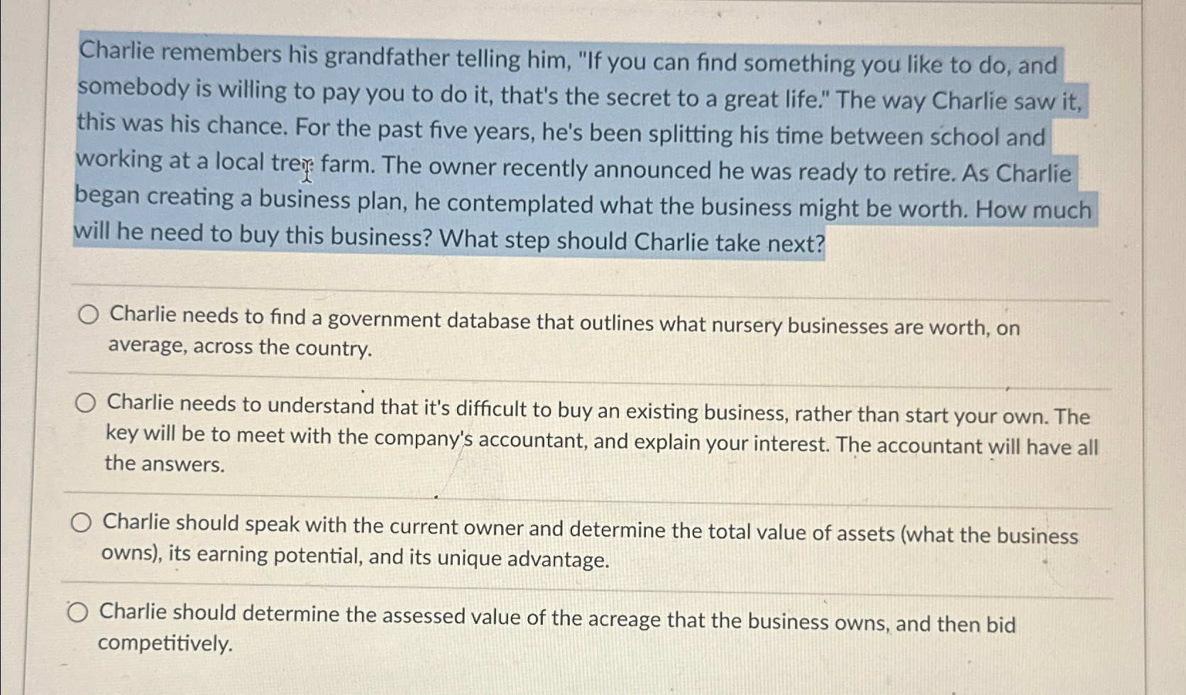 Solved Charlie remembers his grandfather telling him, "If | Chegg.com