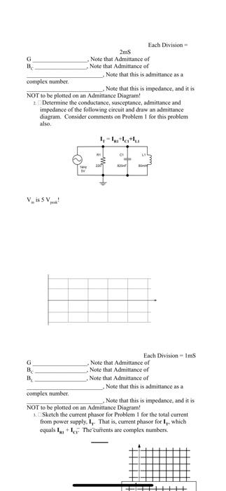 Solved Work Arex: Each Division = 2mS G. - Note that | Chegg.com