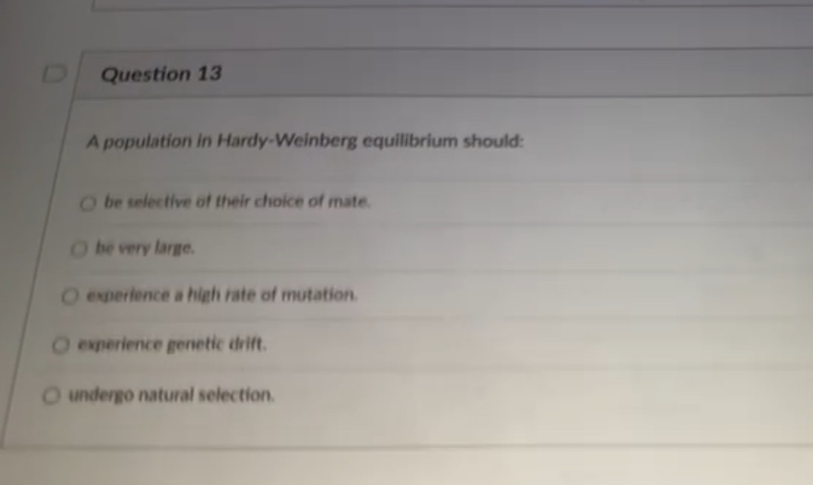 Solved Question 13A population in Hardy-Weinberg | Chegg.com