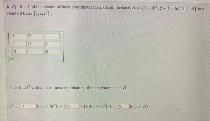 Solved In P2, first find the change-of-basis coordinates | Chegg.com