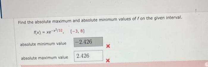 Solved Find the absolute maximum and absolute minimum values | Chegg.com