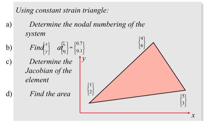 Solved a) Using constant strain triangle: Determine the | Chegg.com