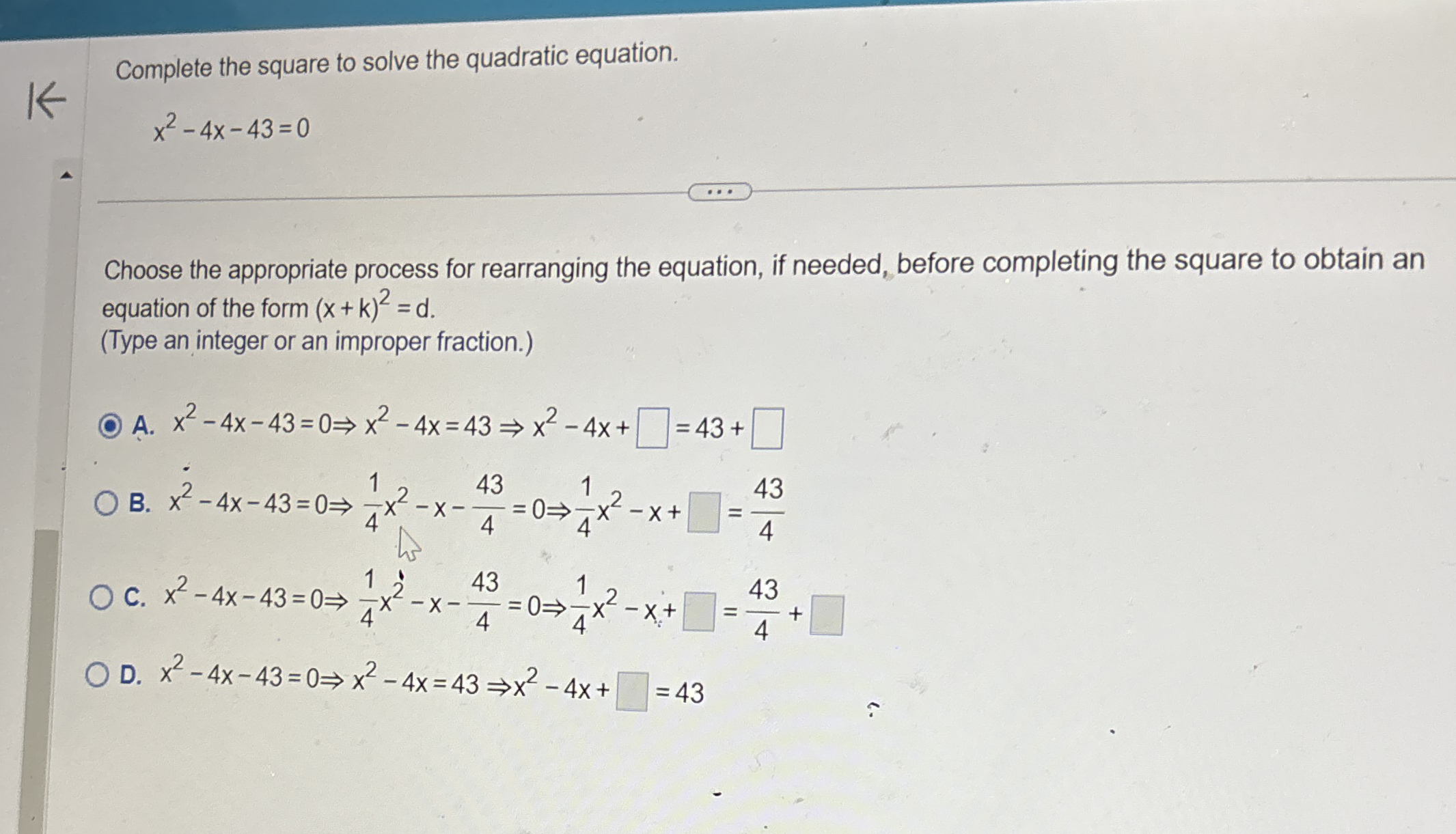 Solved Complete the square to solve the quadratic | Chegg.com