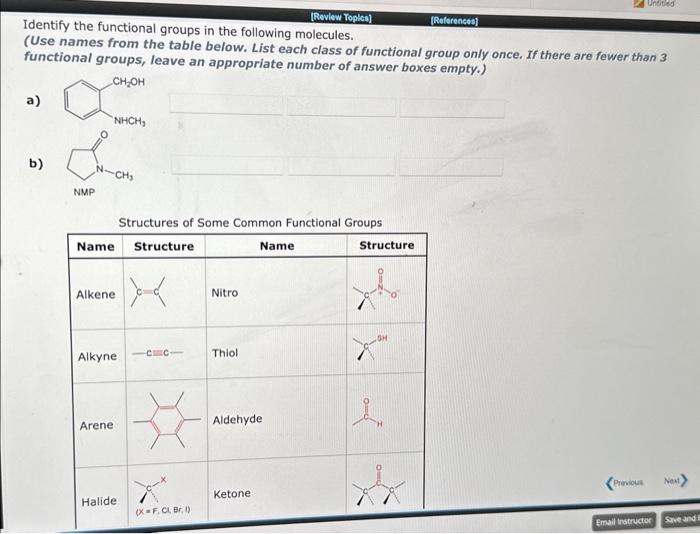 Solved Identify the functional groups in the following | Chegg.com