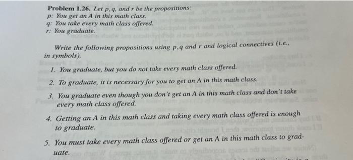 Solved Problem 1.26. Let p,q, and r be the propositions: p: | Chegg.com