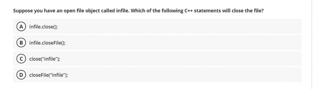 Solved Suppose You Have An Open File Object Called Infile