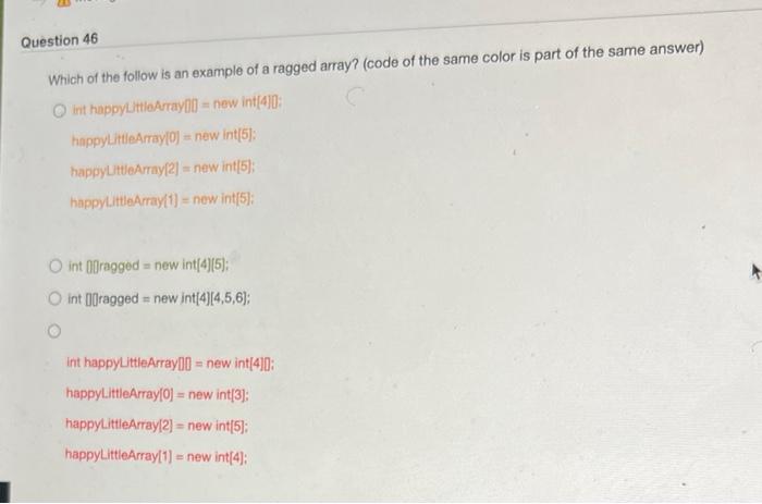 Solved uestion 46 Which of the follow is an example of a | Chegg.com