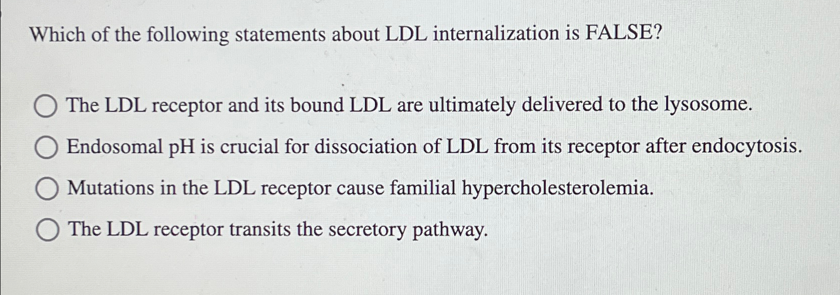 Solved Which of the following statements about LDL | Chegg.com