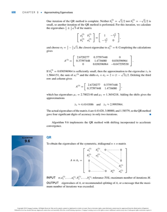608 CHAPTER 9. Approximating Eigenvalues One | Chegg.com