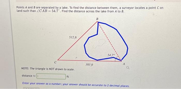 Solved Points A and B are separated by a lake. To find the | Chegg.com