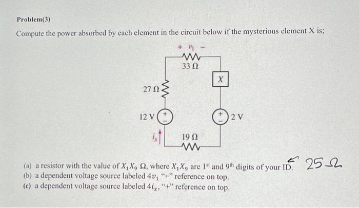 Solved Compute the power absorbed by each element in the | Chegg.com