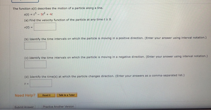Solved The function s(t) describes the motion of a particle | Chegg.com