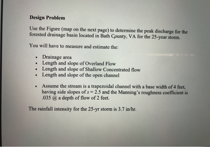 Design Problem Use the Figure (map on the next page) | Chegg.com