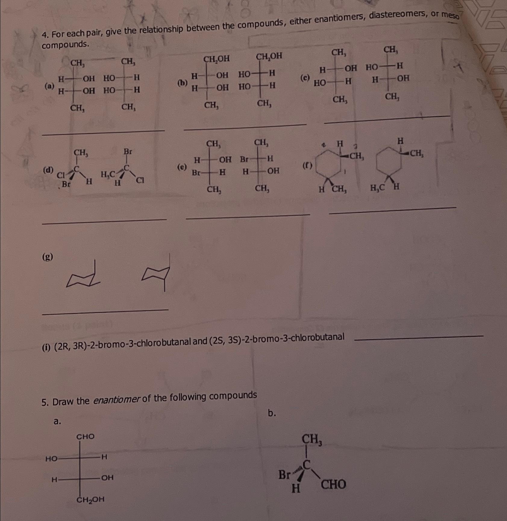 Solved For each pair, give the relationship between the | Chegg.com