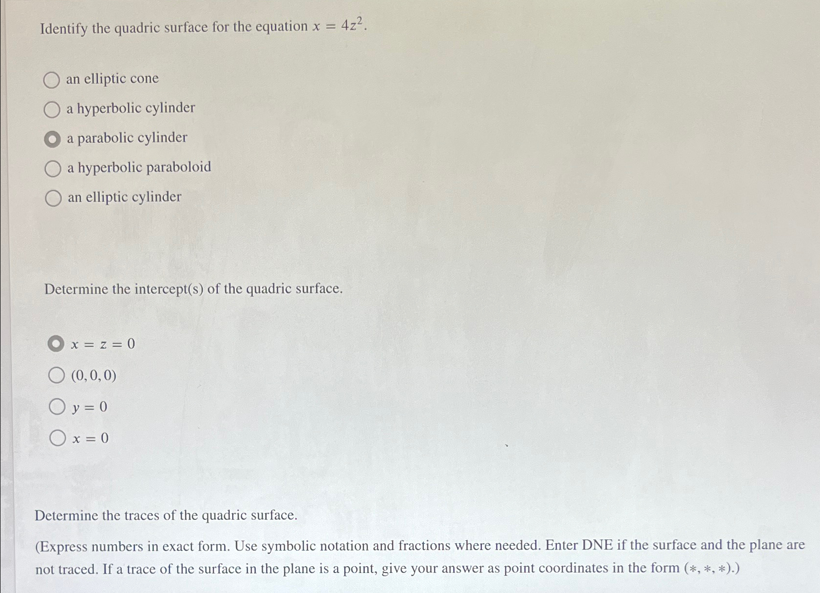 Solved Identify the quadric surface for the equation | Chegg.com