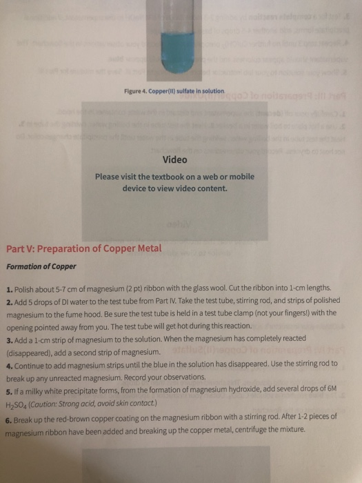 Experiment 4: Chemistry of Copper Introduction | Chegg.com