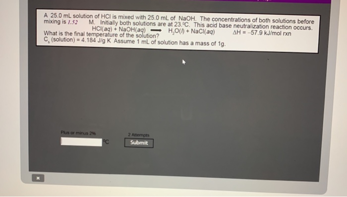 Solved A 25.0 mL solution of HCl is mixed with 25.0 mL | Chegg.com