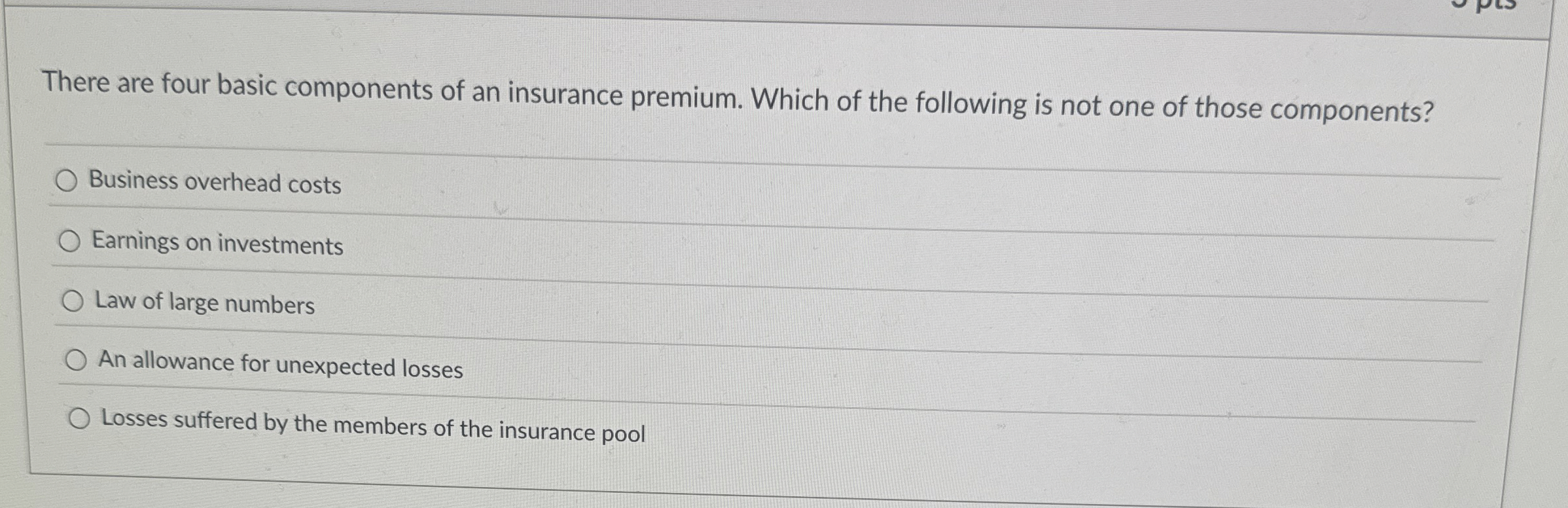 Solved There are four basic components of an insurance | Chegg.com
