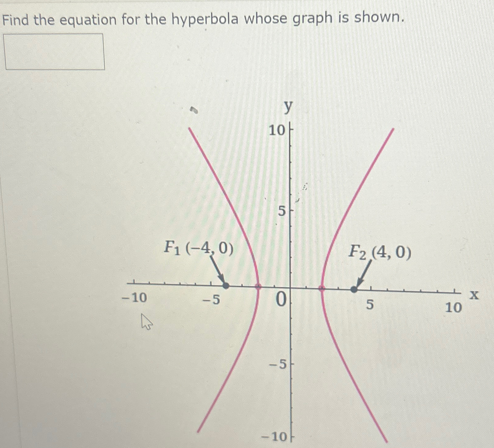 Solved Find the equation for the hyperbola whose graph is | Chegg.com