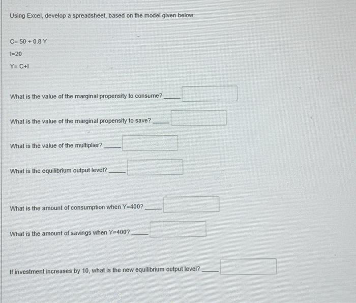 Solved Using Excel, develop a spreadsheet, based on the | Chegg.com